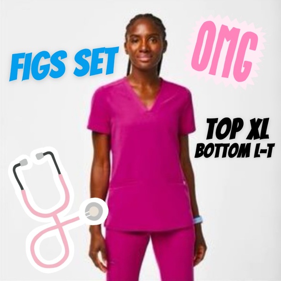 Figs | Tops | Setfigs Raspberry Sorbet Yola Scrub Pants And Top | Poshmark